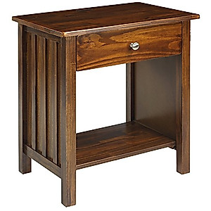 Casual Home Vanderbilt Nightstand with USB Ports-Warm Brown, 24"L x 17"W x 27"H