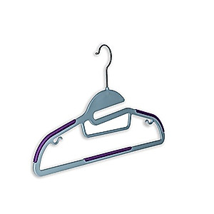 BriaUSA Dry Wet Clothes Hangers Amphibious Purple with Non-Slip Shoulder Design, Steel Swivel Hooks – Set of 10