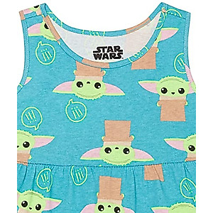 Amazon Essentials Disney | Marvel | Star Wars Girls' Knit Sleeveless Tiered Dresses, Pack of 2, Star Wars Child, X-Large
