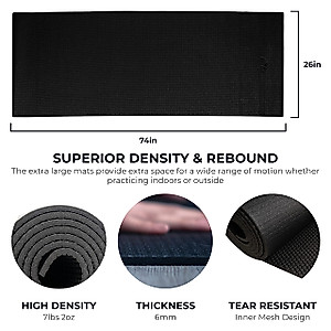Mount Adams Pro Fit XL Yoga Mat (74" x 26" x 6mm) (Black)