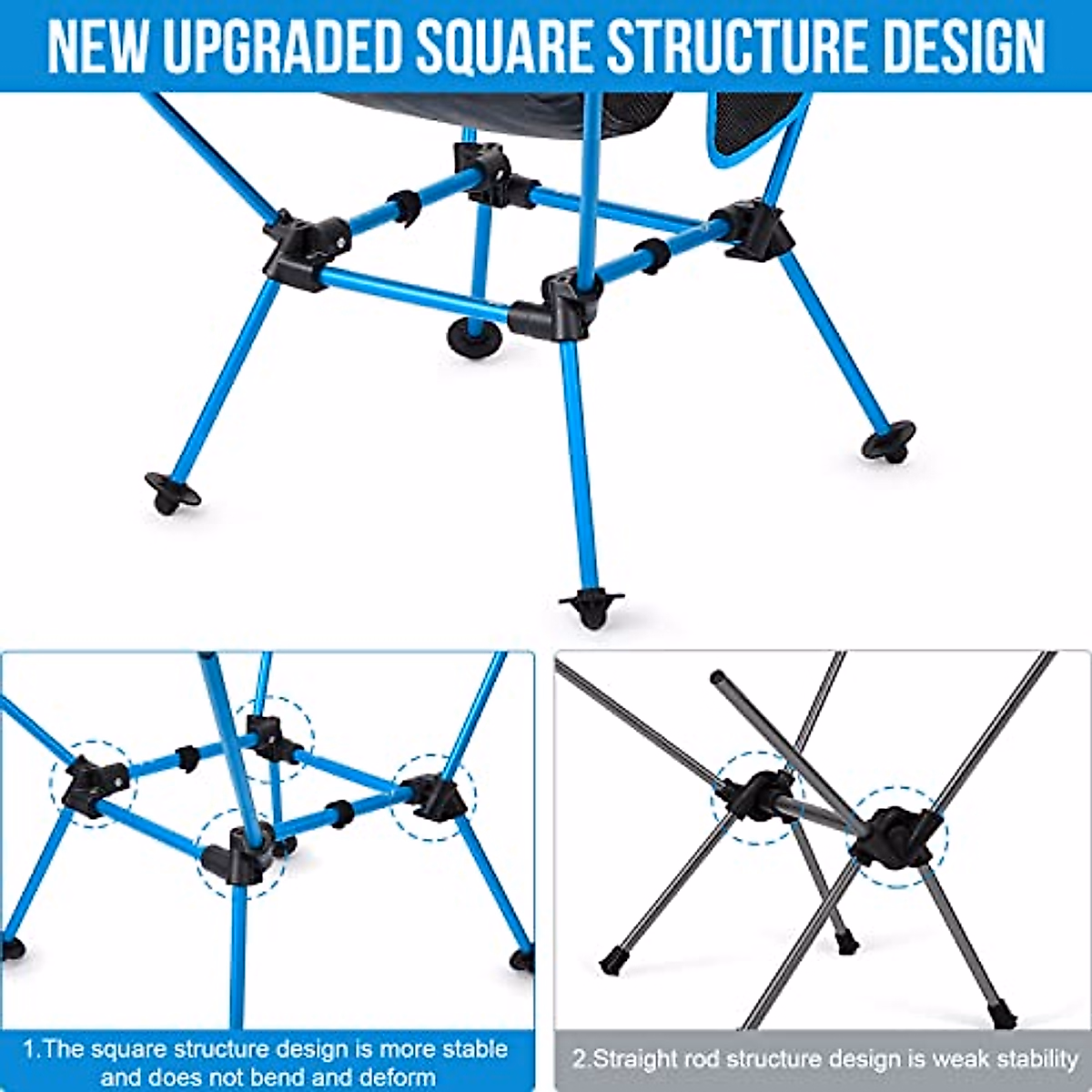 G4Free 2Pack Lightweight Portable High Back Camp Chair, Folding Chair Lawn Chair Heavy Duty 330lbs with Headrest & Pocket for Outdoor Camp Travel Beach Picnic Hiking