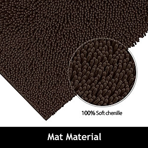 TREETONE Machine Washable Water Absorbent Bath Mat Bathroom Rugs Non Slip Soft Microfiber Mat，2 Piece Bathroom Rugs Set (Set of 2-Small 16" x 24" Medium 20" x 32", Chololate Brown)