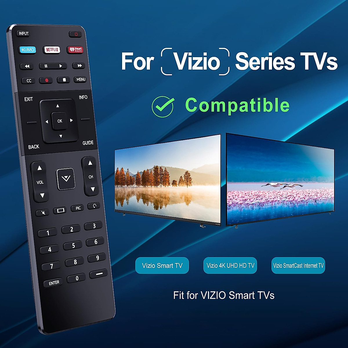 XRT122 Replacement Remote Control Compatible for Vizio Smart TV D55U-D1 D58U-D3 D60-D3 E32-C1 E32H-C1 E40-C2 E40X-C2 E43-C2 E48-C2 E50-C1 E55-C1 E65-C3 E65X-C2 E70-C