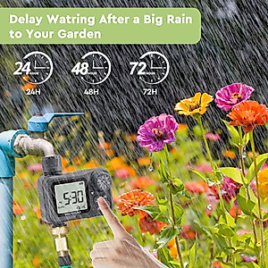 Moistenland Sprinkler Timer, Water Timer for Garden Hose, Water Hose Timer Outdoor, with Rain Delay/Manual/Automatic Watering System, IP54 Waterproof, 2.6 Inches Large Screen(1 Outlet)