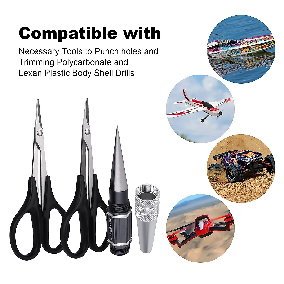 Hobbypark RC Body Reamer Curved Scissors & Straight Scissors RC Car Body Shell Lexan Plastic Trimming Tools Set (3-Pack)