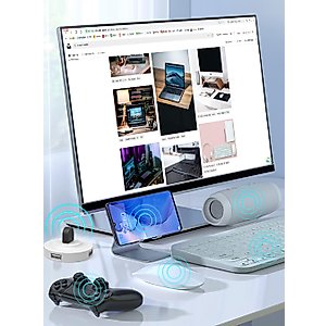 eppfun USB Bluetooth Adapter for PC Laptop Desktop, Bluetooth 5.3 Dongle Receiver, Wireless Audio Adapter, Support Windows 11/10/8.1, Compatible with Mouse Keyboard Headphones/Headsets Printers