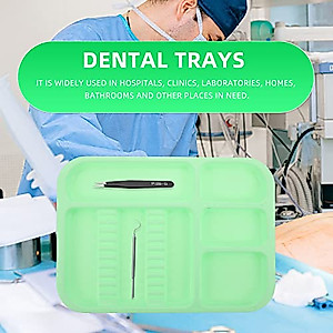 Healifty Instrument Tray Dental Dentist Instrument Tray Autoclavable Tray Plastic Tray Divided Separate Tray Light Green