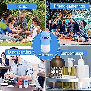 Timiuu 4-Pack 2oz. Squeeze Salad Dressing Bottles with Cleaning Brush | Small Salad Dressing Containers to Go | Portable Sauce Bottle Condiment Bottles | Food-grade Silicone, BPA Free