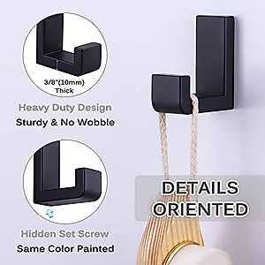 Angle Simple Bath Robe Hook 2 PCS, SUS304 Stainless Steel Bathroom Coat Towel Holder, Heavy Duty Wall Hook, Matte Black