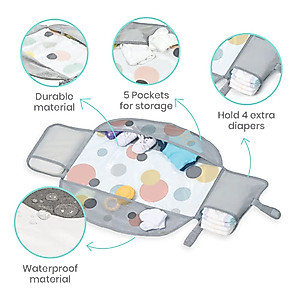 Lulyboo Portable Diaper Changing Pad - Diaper Changer Travel Bag & Baby Changing Pad, Foldable Baby Changing Mat, Portable Changing Pad for Baby Gift - Changing Station, Baby Registry Search - Bubble