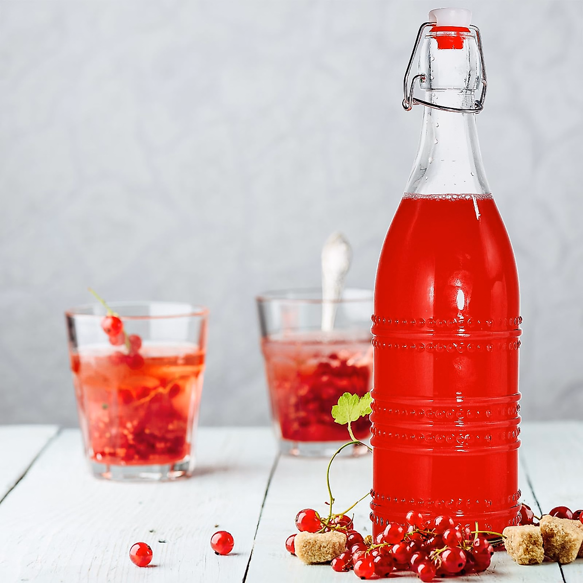 Nicunom 4 Pack Swing Top Glass Bottles 32 Oz, Clear Glass Brewing Bottle Flip Top Glass Bottle Airtight Glass Beer Bottles for Kombucha, Beverages, Wine, Juice, Oil, Vinegar, Water, Soda, Kefir