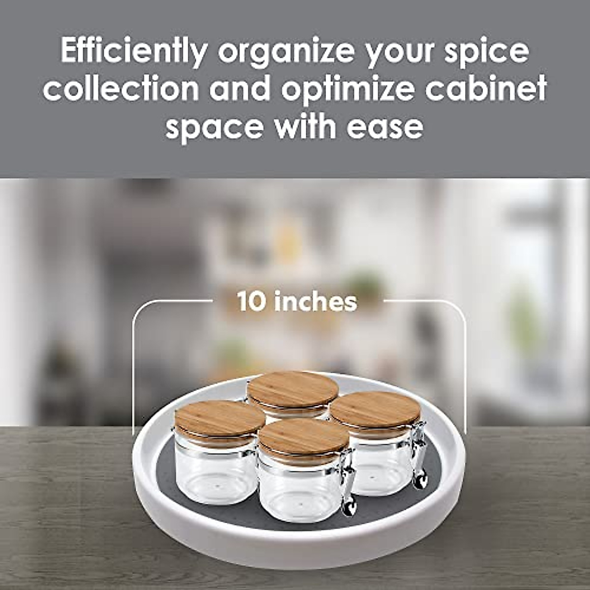3 Pack Lazy Susan Organizer Turntable (10 inches) - Rotating Spice Rack for Kitchen Cabinet Pantry Fridge Bathroom Vanity Countertop & Under Sink Organization - Non-Skid Round Spinning Spice Storage