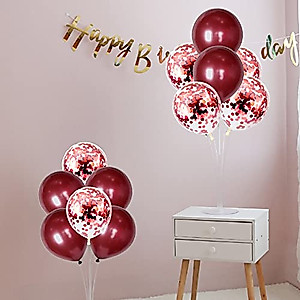 Gadeja 60pcs Burgundy Balloons Red Confetti Balloons Set For Birthday Party Decoration, 12inch Wine Red Balloons And Red Confetti Balloons Kit For Women Party Supplies, Wedding, Girl’s Party Decor