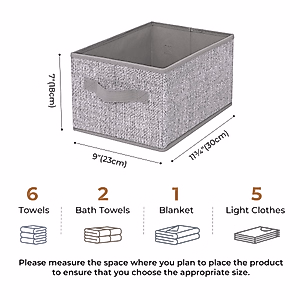 GRANNY SAYS Closet Storage Bins, Storage Baskets for Shelves, Fabric Storage Bins with Handles, Storage Boxes Decorative Containers for Living Room Bookshelf, Gray, Medium, 3-Pack