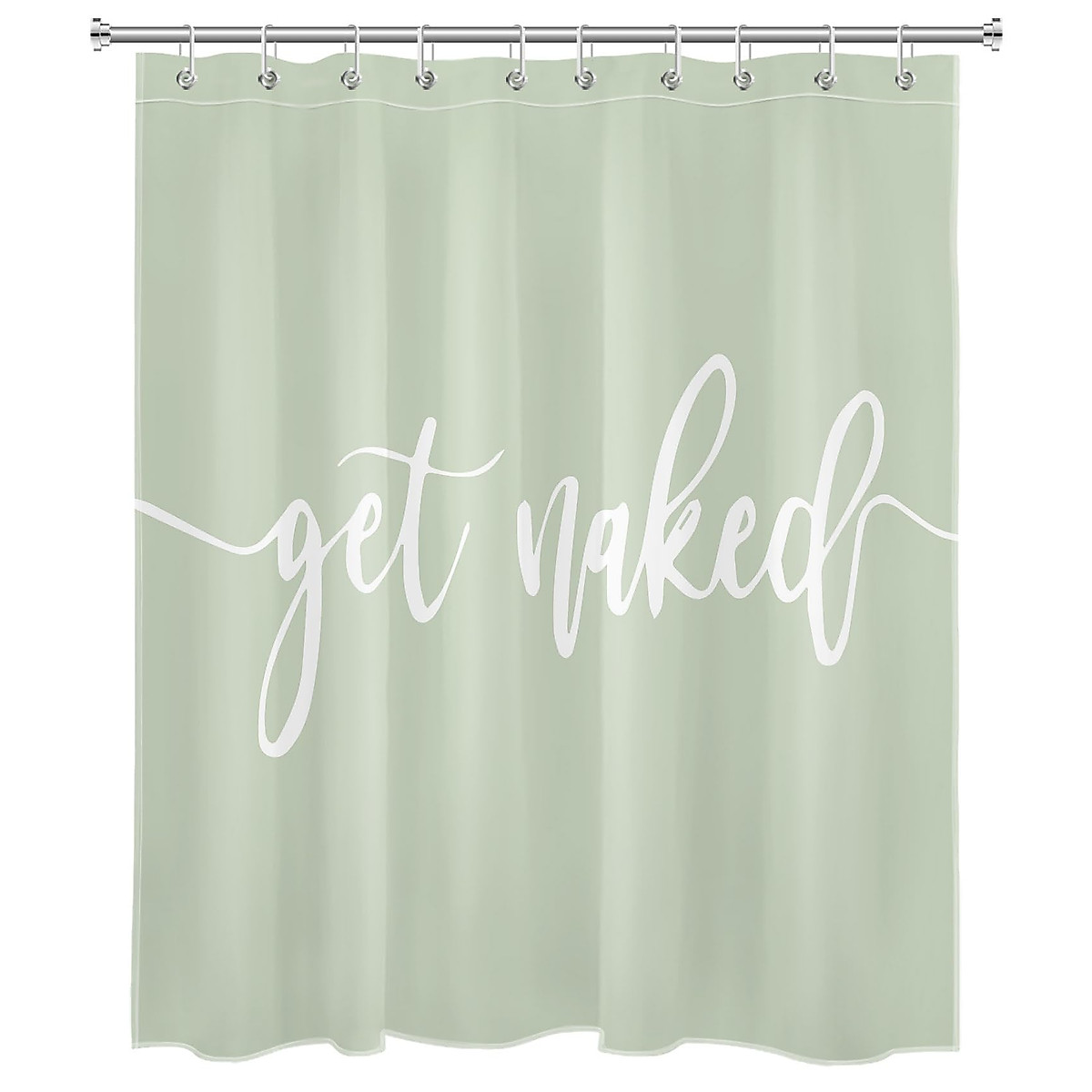 LB Sage Green Shower Curtain Decor, Modern Funny Quotes Get Naked Shower Curtain for Bathroom 60" W x 72" L Polyester Fabric Bathroom Decoration Bath Curtains Hooks Included