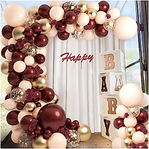 Party Balloons Burgundy Balloon Garland Arch Kit for Women Blush Balloons Gold Confetti Metallic Gold Latex Balloons for Valentines Day Wedding Bachelorette Birthday Bridal Baby Shower Decoration