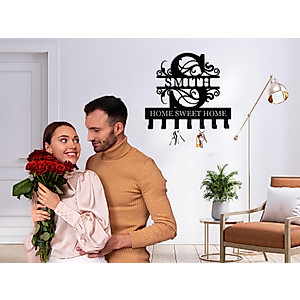 HYTSIGN Personalized Metal Family Name Key Holder for Wall, Metal Key Hooks for Wall, Key Holder for Wall, Personalized Key Holder for Wall, Custom Key Holder for Wall Keys Hooks Rack