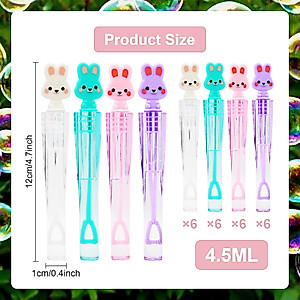 24 Pack Bunny Bubble for Kids - 4 Colors Mini Rabbit Bubble Wands Bulk with Bubbles Refill Solution Toys for Spring Easter Basket Goodie Bag Stuffers Birthday Gifts Supplies and Classroom Prizes Favor