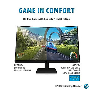HP 32-inch Curved Gaming Monitor VA HA FHD 1ms 165hz Display, EyeSafe, TÜV certified (X32c, Black)