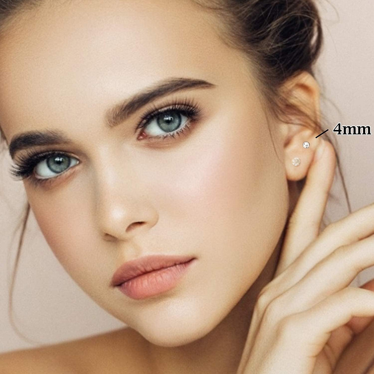 14k White Gold Ball Stud Earrings with Secure and Comfortable Screw Backs (4mm)