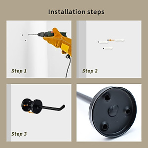 Rannb Robe Hook Coat Hook Heavy Duty Long Nose Wall Mount Hook Stainless Steel Black Matt Surface 145mm/5.7" Length - Pack of 4