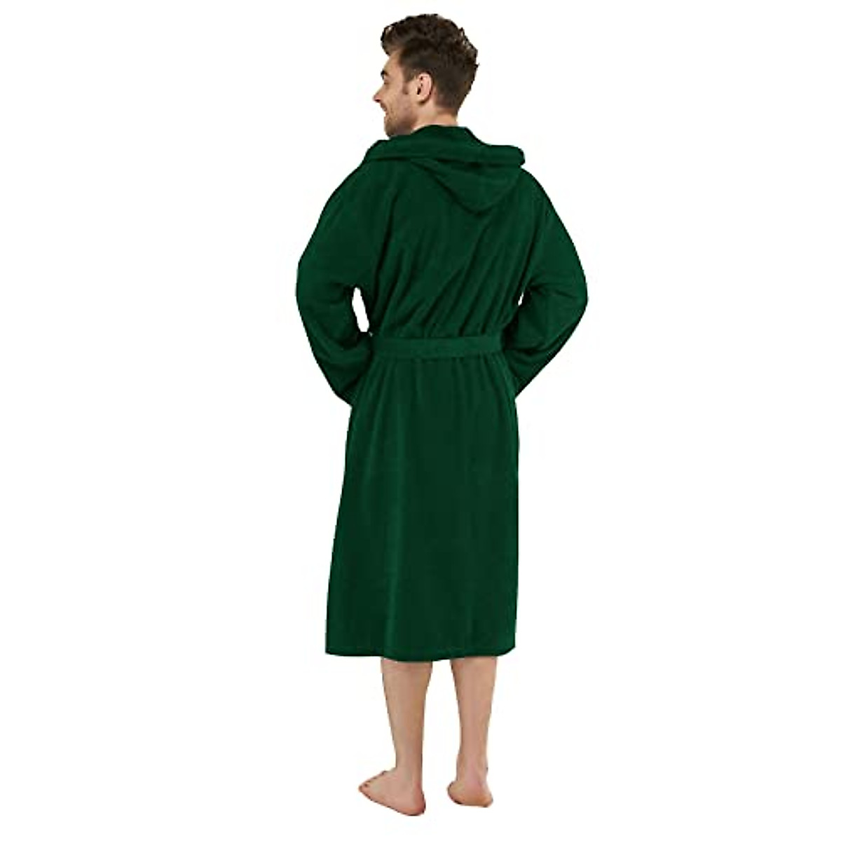 Spa & Resort Heavy 2.5 Pound Hooded Bathrobe. 48.5 Inch Length. Cotton (Hunter Green)