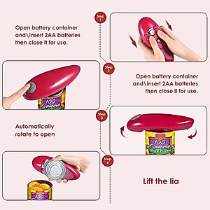 Electric Can Opener, Handheld One Touch Automatic Can Openers Fit Different Can Sizes and Shape with No Sharp Edges for Kitchen, Kitchen Gadgets for Senior with Arthritis