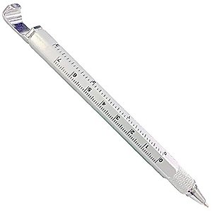 RENXING 7 in 1 Tech Tool Pen | Multitool Ballpoint Pens 0.7mm Black Ink | with 4 Refills | Ruler | Bottle Opener | Phone Stand | Sturdy Screwdriver Pocket Gadget Kit for Men Women Girls Boys, Silver