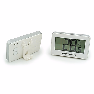 Wrenwane Digital Refrigerator Freezer Room Thermometer, No Frills Simple Operation, White