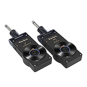 Vivlex Wireless Guitar System Guitar Transmitter Receiver Set 2.4GHz 6 Channels Wireless Audio System for Electric Guitar Bass Violin Keyboard, Built in Rechargeable Battery, 8 Hours Working Time