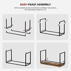 VASAGLE Computer Writing Desk, 55 Inch Office Study Table, Work from Home, with 8 Hooks, Metal Frame, Industrial, 55.1", Rustic Brown