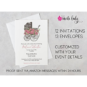Baby Shower Vintage Invitations Customizable Coquette Bridgerton Invites With Envelopes (12 Count)