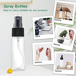 LISAPACK 1oz Small Plastic Spray Bottle (12 Pack) Empty Mini Fine Mist Travel Size Atomizer, Tiny Sprayer for Little Perfume, Water, Cologne, Alcohol, Samples (Clear, 30ml)