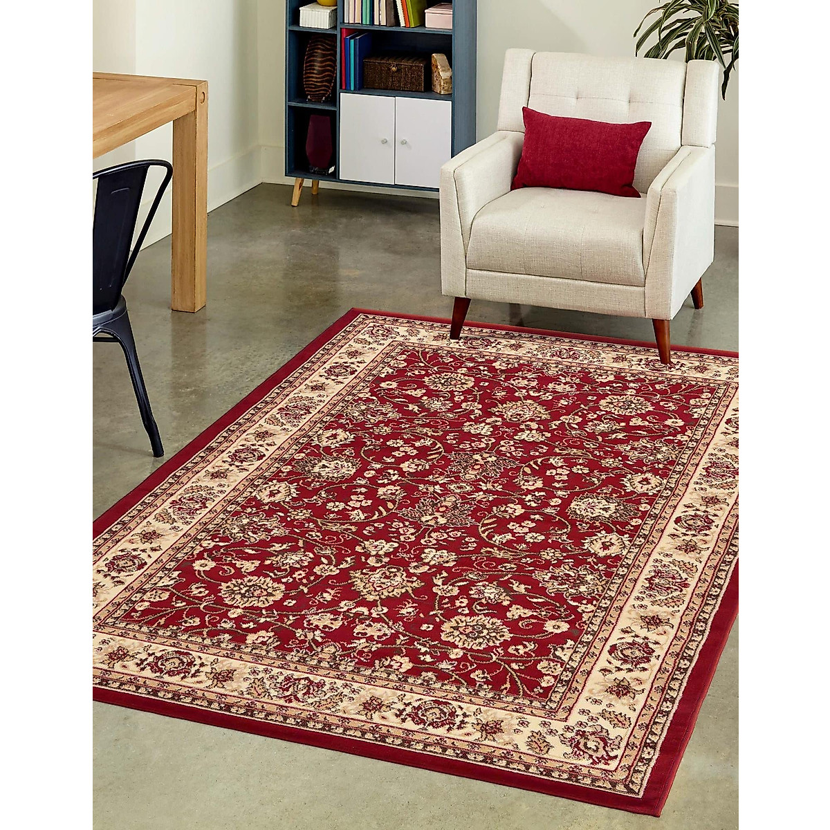 Rugs.com Yasmin Collection Rug – 6' x 9' Burgundy Medium Rug Perfect for Bedrooms, Dining Rooms, Living Rooms