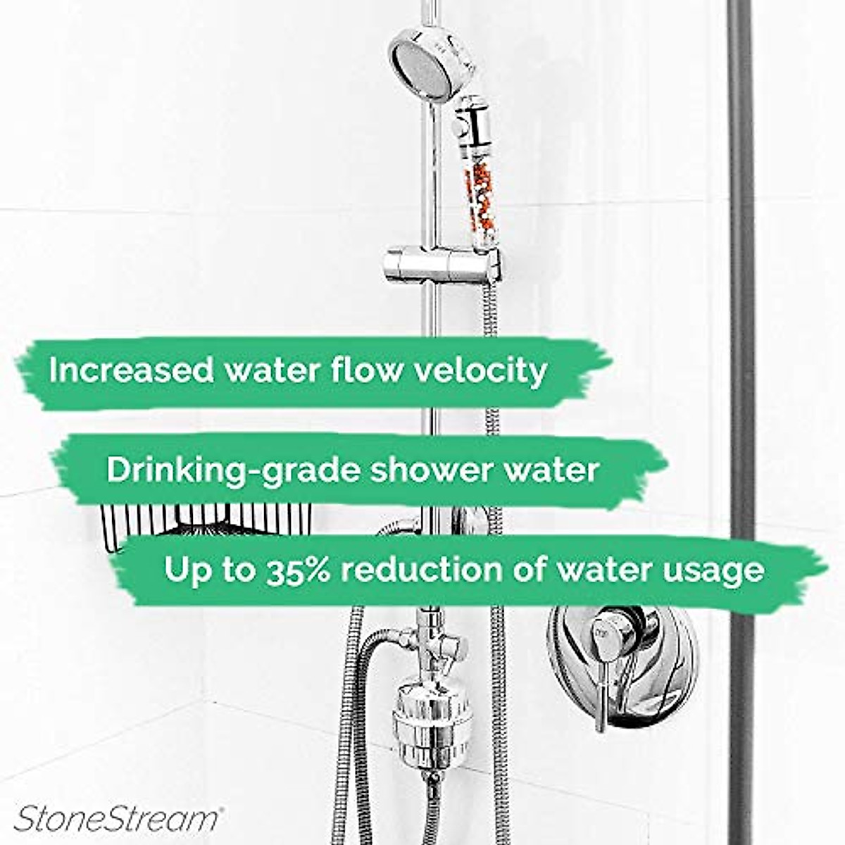 Original StoneStream® EcoPower Shower Head System — Handheld Showerhead Replacement Stones