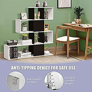 IFANNY 16 Shelves Bookshelf, Open Shelf Bookcase, 5-Tier Display Shelf Storage Organizer for Home Office Living Room, Wood Bookshelf Storage Cube Organizer, 47 x 8 x 43 Inch