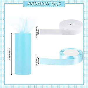 Juinte 13 Rolls 6 Inch Rainbow Ribbon Pastel Tulle Roll 1 Inch Ribbon for Crafts 150 Yards Fabric Spool Ribbon 144 Yards Satin White Rainbow