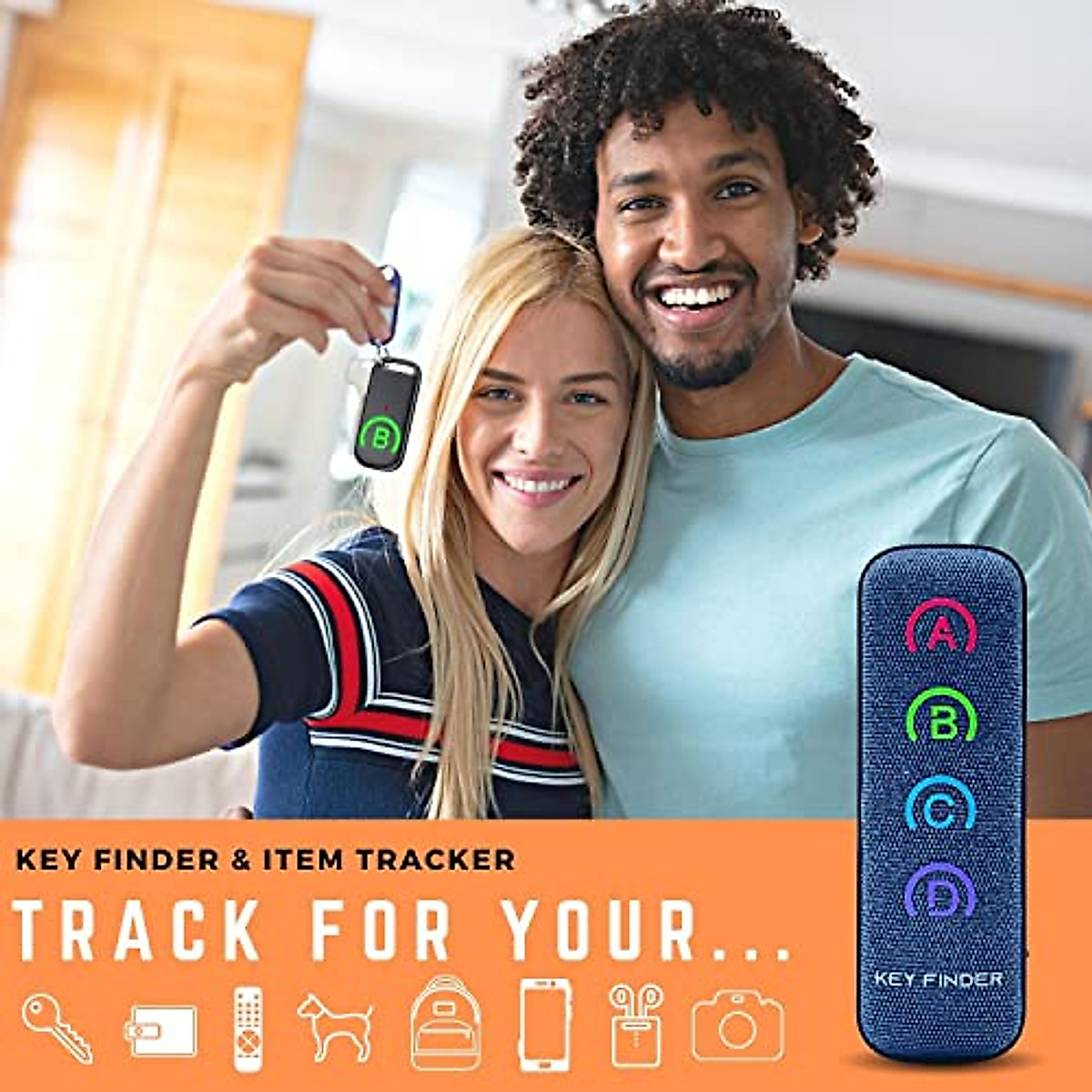 Key Finder Locator, eirix RF Item Tracker with Super-Long Working Range, Wireless Key Tracker with LED Flashlight for Finder Lost Car Keys Pets Dogs Cats