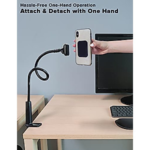 Debranded Products Magnetic Gooseneck Phone Holder Mount - Heavy Duty Magnetic Stand, Phone Accessories for Bed, Desk, Heavy Duty Magnet and Long Arm, Overhead Stand, Compatible with All Smartphones
