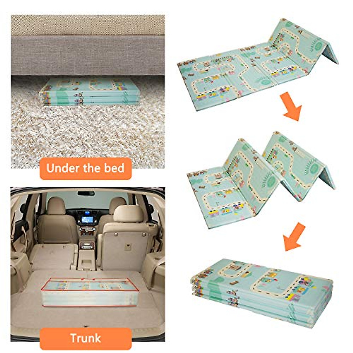 ISFC Waterproof Baby Play Mat - Foldable Non-Toxic Anti-Slip Soft Crawling Mat for Babies, Infants, Kids, Toddlers Outdoor or Indoor Use (Blue, 79X59X0.4 in)