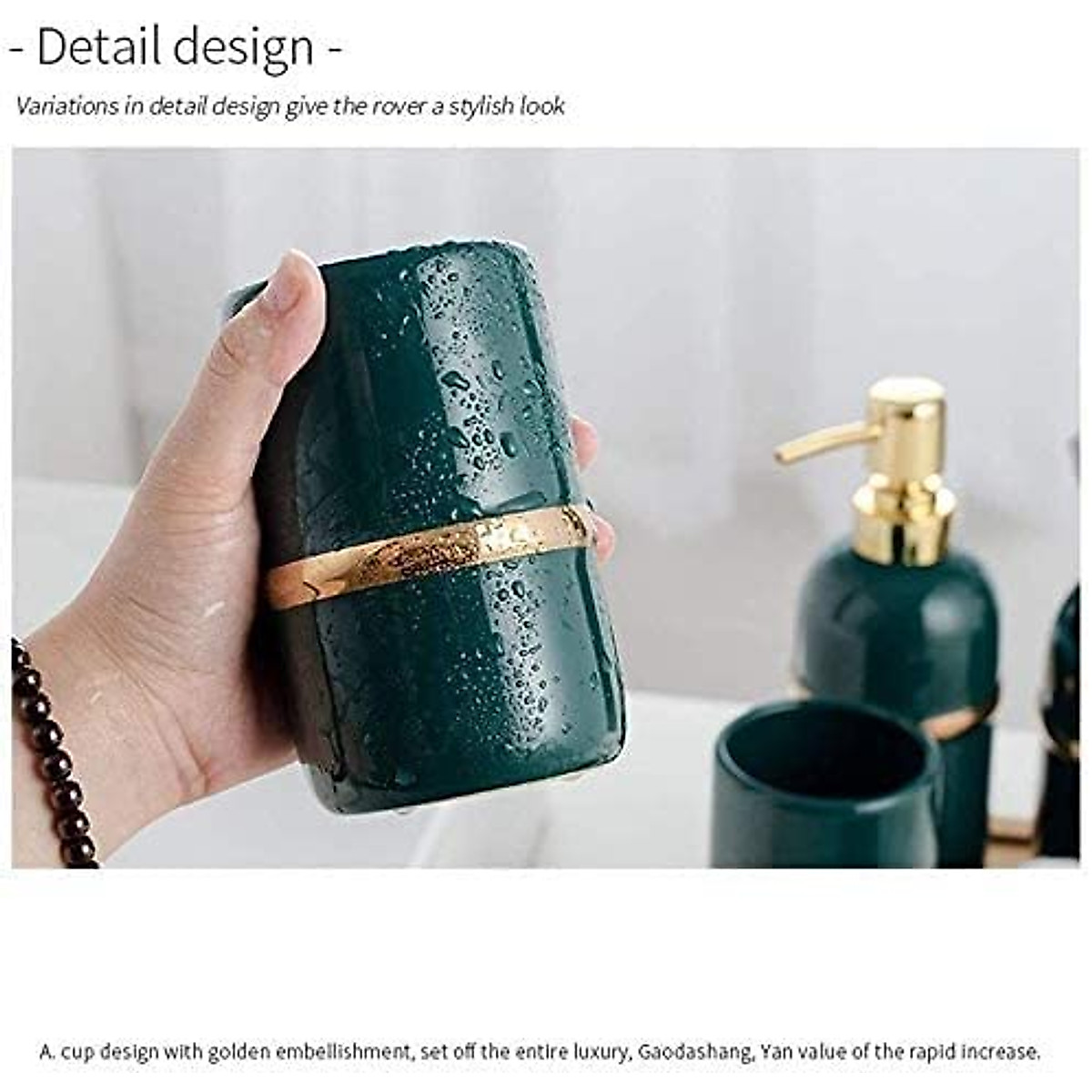 Bathroom Set, Five-Piece Ceramic Bathroom Supplies Set, Bathroom Dental Ware Washing Set (Color : Orange, Size : 6-Piece Set)