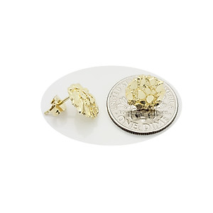 10K Yellow Gold Nugget Earrings Round Nugget 10 mm