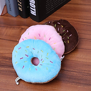 Toyvian 6pcs Dog Chew Toy Soft Plush Donut Shaped Squeaky Squeaking Sound Toy Plush Pet Puppy Toys Soft Pets Bite Chewing Puppy Dog Toy (Coffee + Strawberry + Blue Each 2pcs)