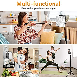 Aureday Stand Floor, 67” Height Adjustable Tripod Stand, Tablet Stand with Extendable Holder for iPad Mini/ Air/ Pro, Kindle, Switch, Smartphones, and All 4.7" to 12.9" Devices