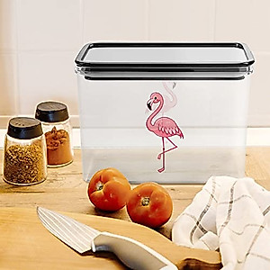 The Cute Beautiful Pink Flamingo Storage Box Plastic Food Organizer Container Canisters with Lid for Kitchen