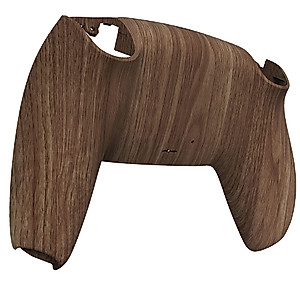 eXtremeRate Wood Grain Patterned Soft Touch Custom Back Housing Bottom Shell Compatible with ps5 Controller, Replacement Back Shell Cover Compatible with ps5 Controller