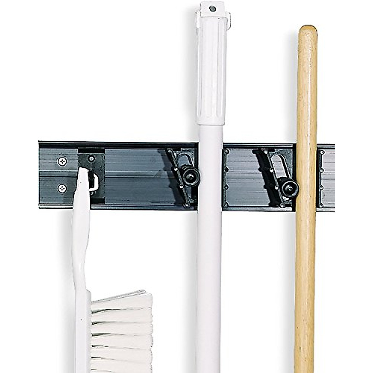 Carlisle FoodService Products CFS 4073100 Roll 'N Grip Mop, Broom and Tool Holder/Storage System, 3 Positions + 1 Hook (Case of 12)