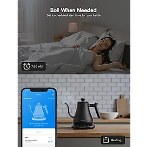 Govee Smart Electric Kettle, WiFi Variable Temperature Control Gooseneck Kettle, Pour Over Kettle and Tea Kettle, Alexa Control, 1200W Quick Heating, 100% Stainless Steel, 0.8L, Matte Black