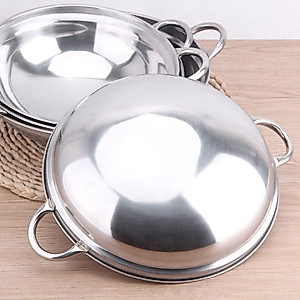 CALLARON Stainless Steel Frying Pan Skillet Crepe Pancake Pan Hot Pot Everyday Pan Omelette Cooking Pan Round Griddle Pan Cookware with Handle and Lid 25cm