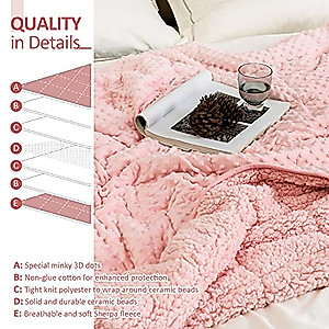 Sted Weighted Blanket 20 lbs, Soft Warm Sherpa Fleece Heavy Blanket Adult, Minky Dot Bed Blanket for Sleep Home, Machine Washable, Pink 60"×80" 20 lbs